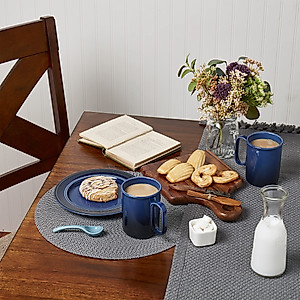 Mason Craft & More Festival Dinnerware Collection- Round Durable Stoneware Bold Colorful Ombre Glaze Mugs, 4 Piece Festival 15.5 Ounce Mug Set in Rich Teal