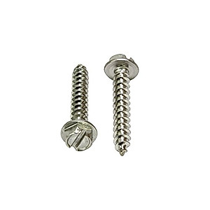 Bolt Dropper No 8 X 1 Stainless Slotted Hex Washer Head, (100 pc), 18-8 (304) Commercial Grade Corrosion Resistant Stainless Steel Screws Choose Size