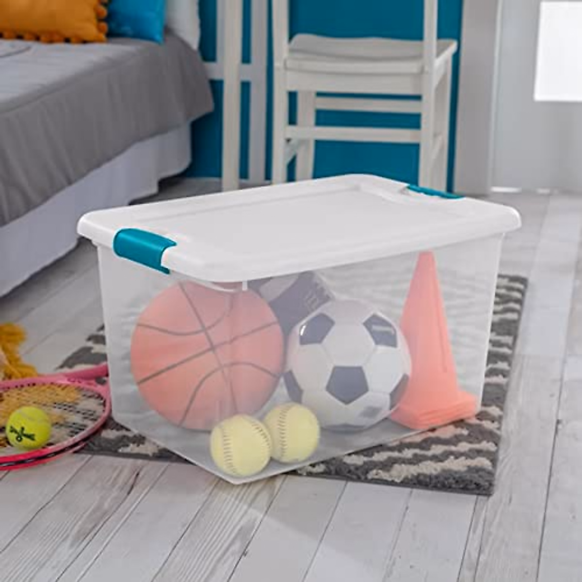 Sterilite 64 Quart Latching Clear Plastic Storage Organizer Tote Container Bin Box, 6 Pack & Medium Clip Boxes for Organization and Storage, 4 Pack