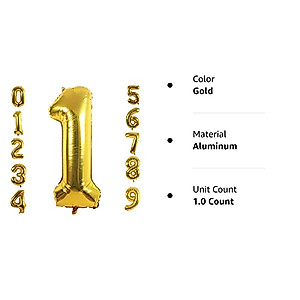 PartyMart gold Foil Balloons Number 1, 42 inch