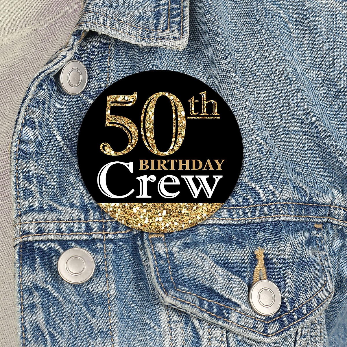 Big Dot of Happiness Adult 50th Birthday - Gold - 3 inch Birthday Party Badge - Pinback Buttons - Set of 8