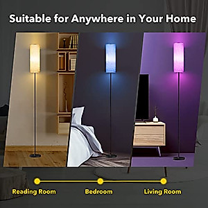 Hialotvt LED Floor Lamp for Living Room Bedroom, Smart Standing Lamp with Alexa Google Assistant App Remote Control, Tall Modern Floor Lamp with Linen Lamp Shade, 16 Million Colors Bulb Included