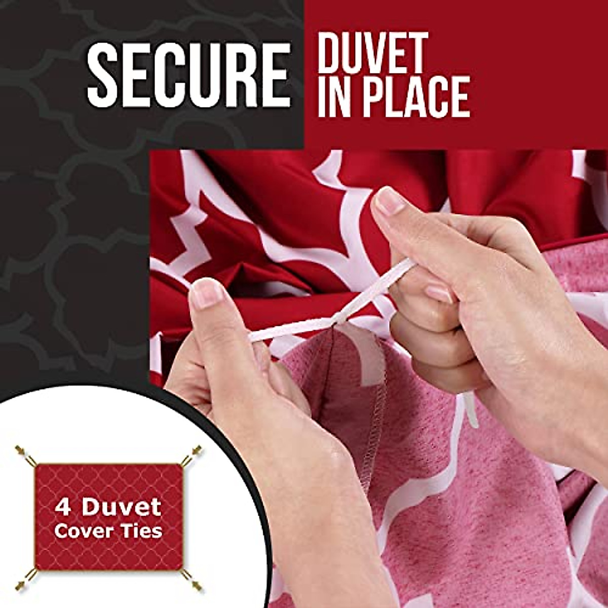 Utopia Bedding Duvet Cover Queen Size Set - 1 Duvet Cover with 2 Pillow Shams -3 Pieces Comforter Cover with Zipper Closure - Ultra Soft Brushed Microfiber, 90 X 90 Inches (Queen, Quatrefoil Burgundy)