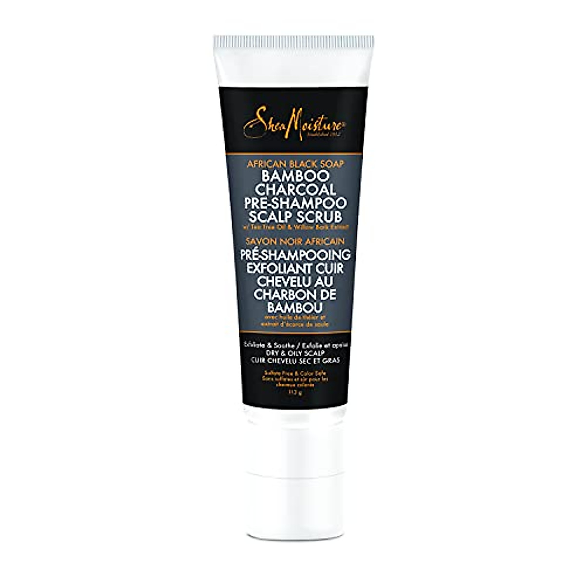 SheaMoisture African Black Soap Bamboo Charcoal Pre-Shampoo Scalp Scrub, 4 Fl Oz