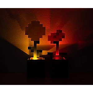 Minecraft Daisy and Poppy Flower Pot Mood Lights, Set of 2 | Nightstand Table Lamp with LED Light for Bedroom, Desk, Living Room | Home Decor Room Essentials | Video Game Gifts And Collectibles