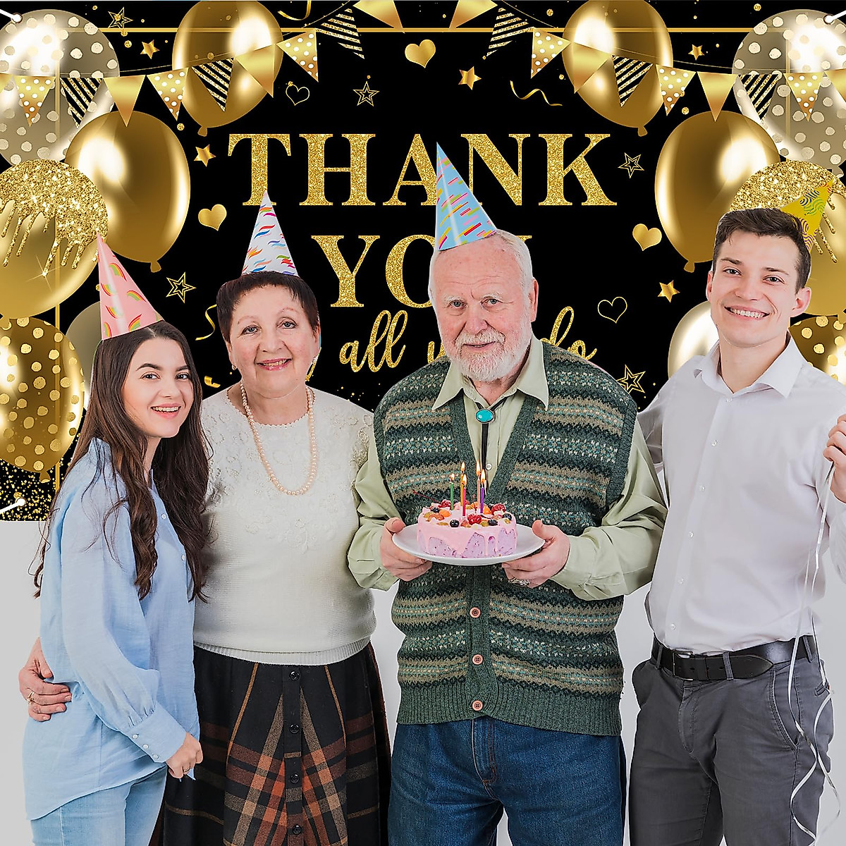 Avezano Thank You for All You Do Banner Backdrop Gold Black Thank You Party Background for Employee Appreciation Decorations Congrats Grad Happy Retirement Teacher Doctor Banner 70.8x43.3inch