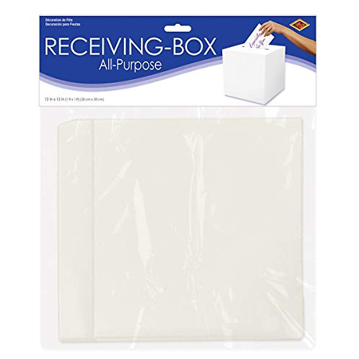 Beistle White Card Box Holder for Weddings, Baby Shower, Birthday and Graduation Celebrations 12" x 12"