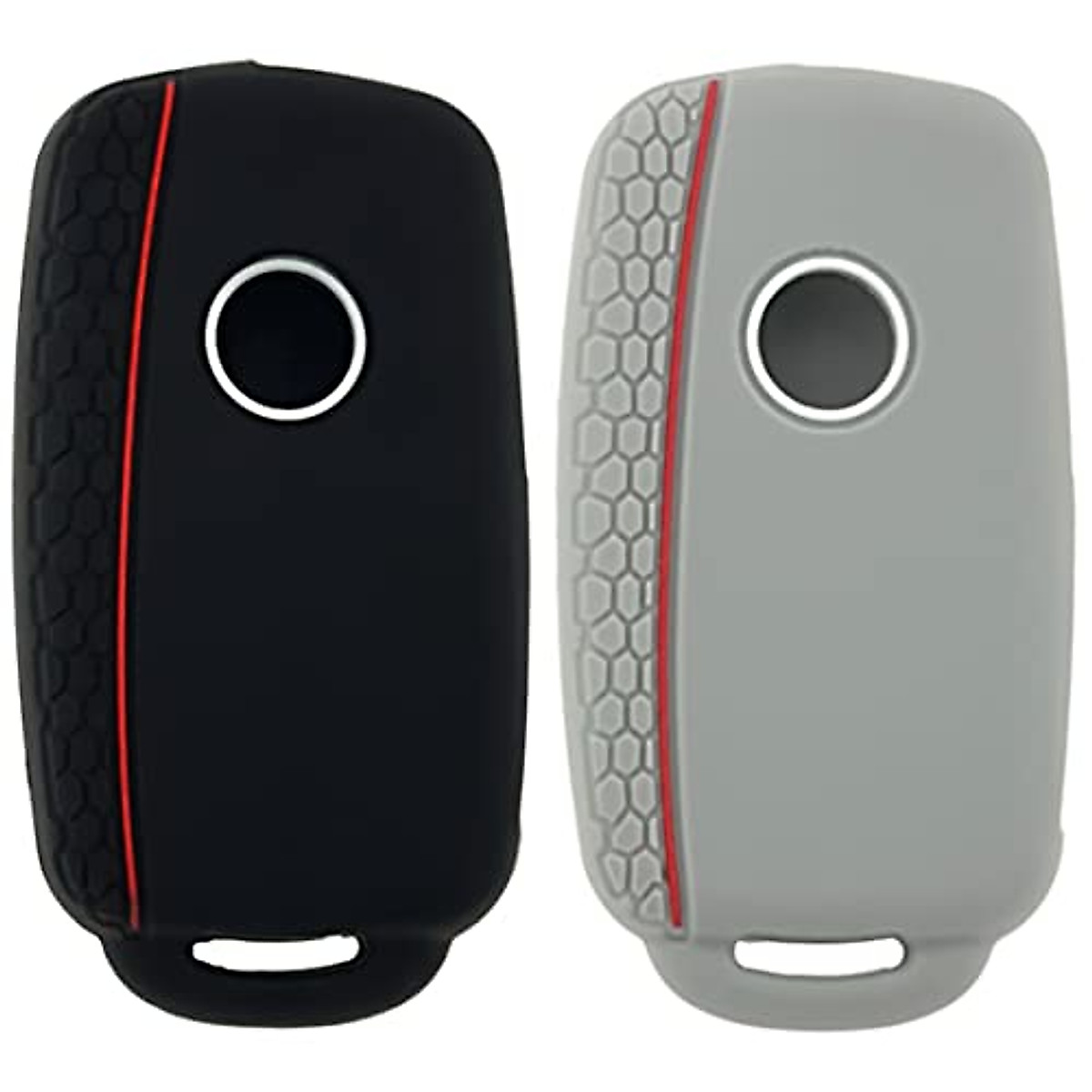REPROTECTING Silicone Rubber Key Fob Cover Compatible with 2006-2015 Volkswagen Beetle CC Eos GTI Golf Jetta Passat Rabbit Tiguan Touareg NBG735868T NBG0100180T (Black/Grey)