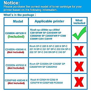 LCL Remanufactured Toner Cartridge Replacement for Ricoh 407539 sp c250dn sp c250sf C261SFNW C261DNW SP C260DNW SP C260SFNW (1-Pack Black)