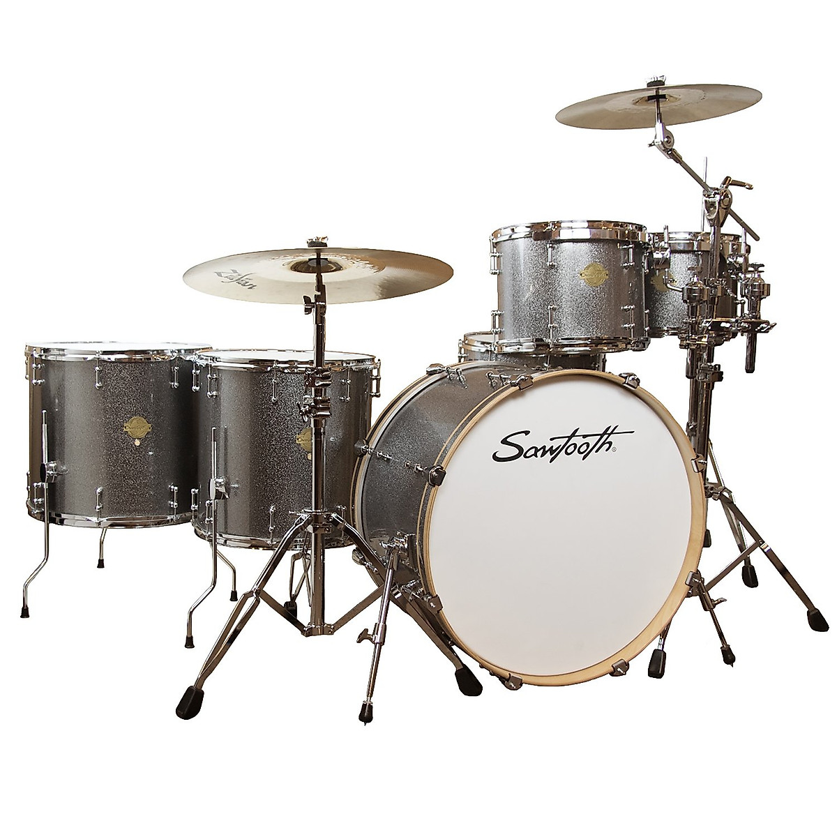 Sawtooth Command Series 6-Piece Shell Pack with 24" Bass Drum, Silver Sparkle, (ST-COM-6PC-24-SSPK)