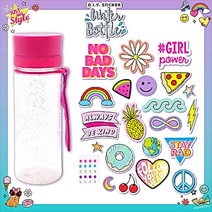 Just My Style Water Bottle by Horizon Group USA, Decorate, Style & Embellish Your Own BPA Free VSCO Water Bottle. Reusable Stickers, Gemstone & Instructions Included, Pink