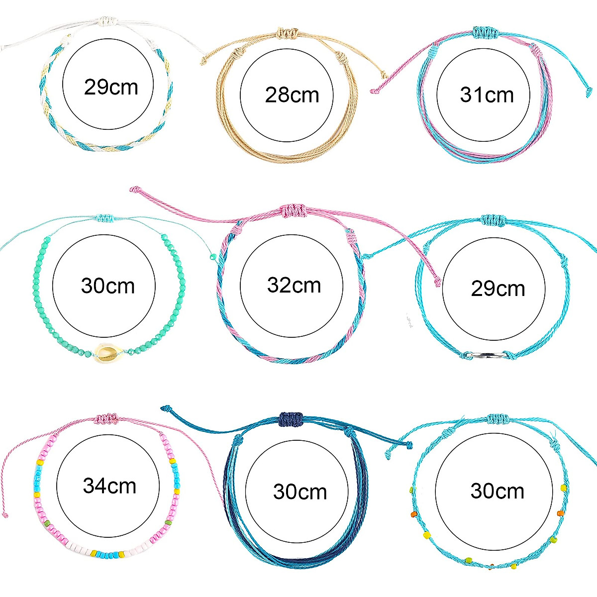 GFLPO Surfer Wave Bracelets for Women Summer Beach Bracelets Handmade Braided Rope Friendship Bracelets Boho Adjustable Waterproof Bracelets for Women Ocean Bracelets Beach Jewelry for Women