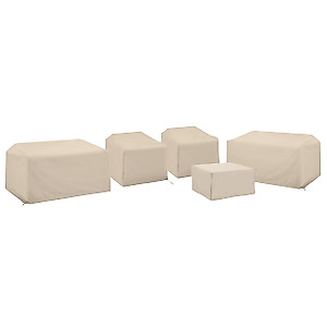 Crosley Furniture Patio Furniture Covers, Waterproof 5-Piece Cover Set for Outdoor Sectional Sofa Sets, Tan