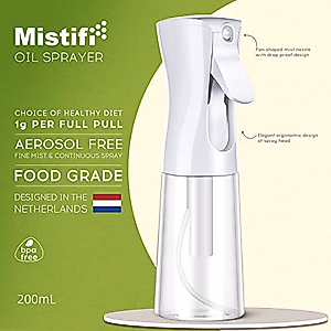Mistifi Oliver Oil Sprayer for cooking, Spray bottle 6oz, Non-Aerosol Refillable Dispenser Oil Mister FS601 Green Vegetable