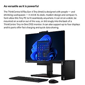 Lenovo ThinkCentre M70q Gen 4 MFF Tiny 1L Mini PC Business Desktop Computer, 13th Gen Intel 16-Core i7-13700T up to 4.9GHz, 8GB DDR4 RAM, 2TB PCIe SSD, WiFi 6, RJ45, HDMI, Windows 11 Pro, venthear