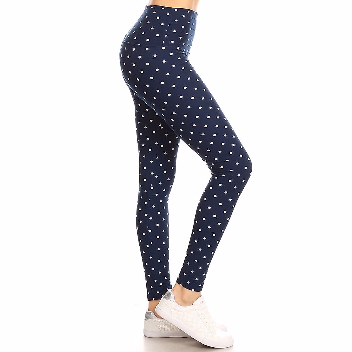 Leggings Depot High Waisted Camouflage & Multiple Print Leggings for Women-5" Yoga-R987, Retro Polka Dot, Plus Size