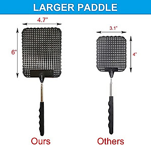 2PCS Telescopic Fly Swatter, Manual Heavy Duty Plastic Flyswatter, Upgraded Sturdy Fly Swatter with Extendable Stainless Steel Pole