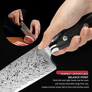 WAK Nakiri Knife Hand Forged 7 Inch Damascus Japanese Super Steel G10 Ergonomic Handle Chef Knife, Ultra Sharp, Cooking Knife for Meat, Fruits, Bread, Vegetable in Home Kitchen Restaurant