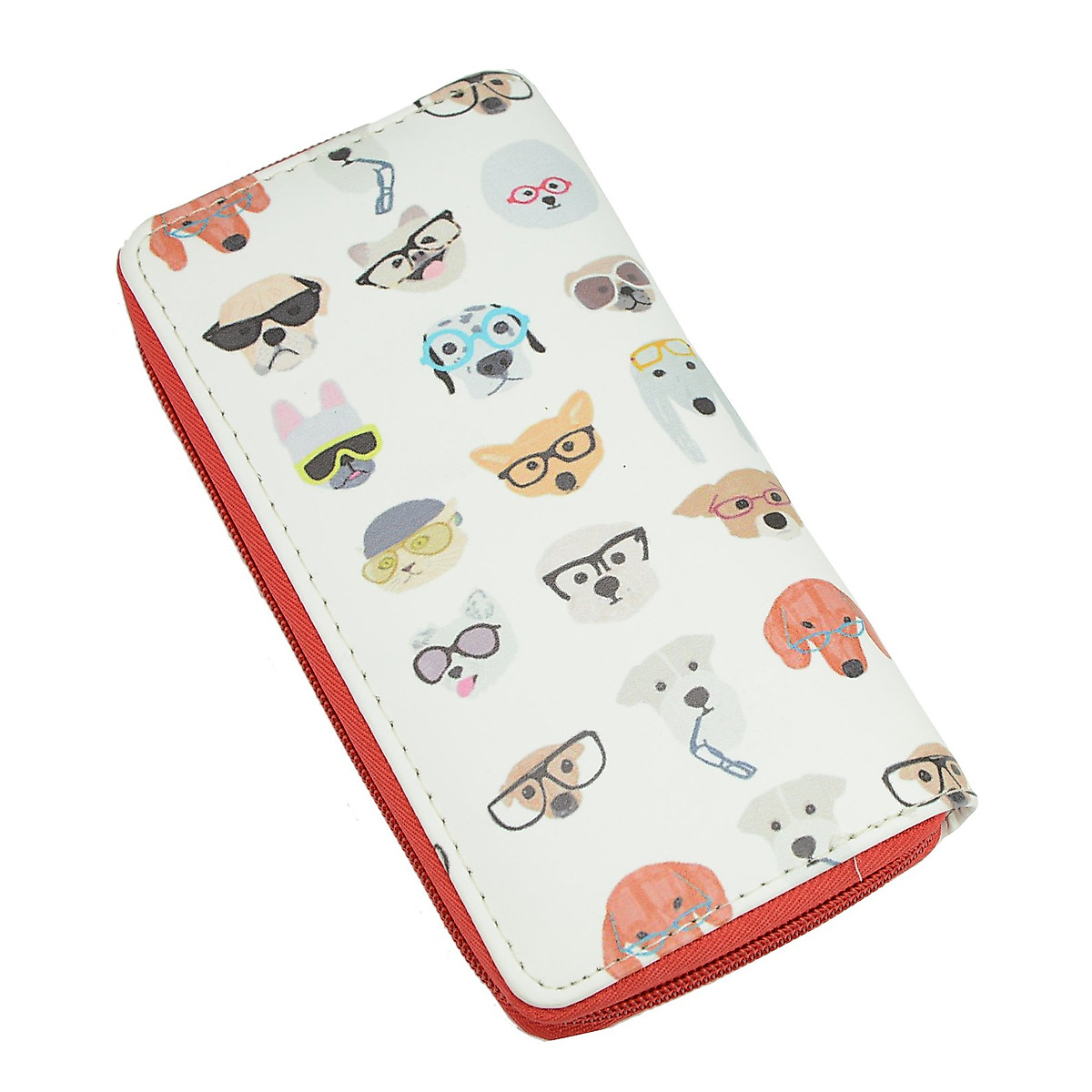 Ecohaso Women Zip Around Organizer Wallet PU Clutch Long Purse Cartoon Printed Wallet (Dog)