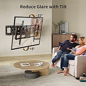 TV Wall Mount Full Motion for Most 37-75 inch OLED QLED 4K Flat/Curved TVs-Sturdy TV Mount Dual Articulating Swivel Tilt Holds up to 132LBS Max VESA 600x400mm- 8/16inch Wood stud Wall Mount TV Bracket