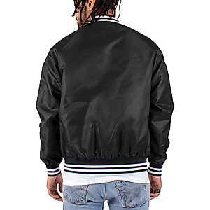Shaka Wear Men’s Bomber Jacket – Classic Padded Relaxed Fit Water Resistant College Baseball Varsity Coat VBJ02 Black 3XL
