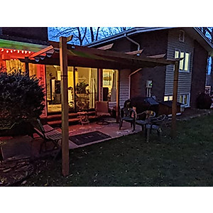 Domi 10' X 13' Outdoor Retractable Pergola Canopy, Aluminum Patio Pergola, Sun Shade Shelter for Backyards, Gardens, Patios, Deck, Ideal for BBQ, Party, Beach and More, Wood-Looking