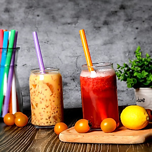 50 Pcs Jumbo Smoothie Straws,Disposable Plastic Colorful Boba Straws.