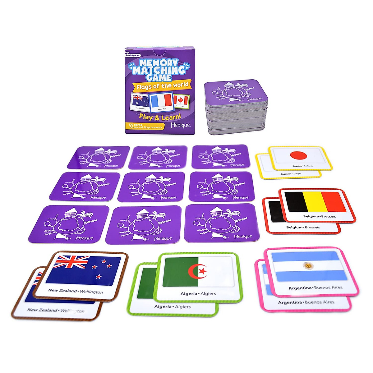 Menique, Flags of The World, Memory Matching Game