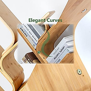 briteman 6-Tier Floor Bamboo Tree Bookshelf, Modern Standing Bookcase Office Book Storage Creative Curved Rack Organizer Shelves, Book Shelf Space Saver for Home Living Room Corner Bedroom