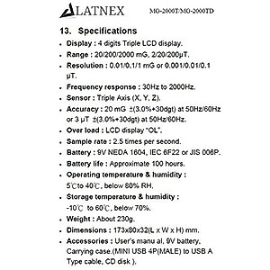 EMI Magnetic Field Gauss Meter Detector MG-2000T Triple Axis Professional use Magnetic Interference from MRI Machines Industrial and Medical Equipment Power Lines Appliances EMF Inspections