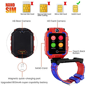 OKYUK 4G Kids Watch Phone T10, Funny 360° Rotation Screen Dual Camera Smart Watch for Boys Girls, IP67 Waterproof, 2-Way Calls, GPS, SOS, Video Calls, Remote Control, Pedometer Smartwatch (Red)