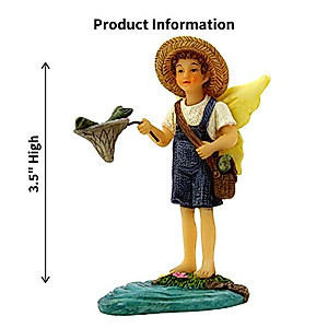 PRETMANNS Fairy Garden Fairy Figurines - Adorable Fishing Boy Garden Fairies - Small Fairies for Gardens - The Boy Fairies are Ideal Accessories for an Outdoor Miniature Garden - 2 Fairies