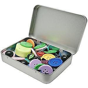 2 Pcs Metal Hinged Tin Box Container Mini Portable Small Storage Container Kit Tin Box Container, Small Tin with Lid, Tin Empty Box, Home Storage 4.5x3.3x0.9 inch, Silver