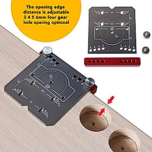 Stainless Steel Cup Style Concealed Hinge Jig with Clamp,35mm Drilling Guide Hole Punch Locator Kit for Cabinet Door Hinges Inset Improve Mounting Efficiency (S)