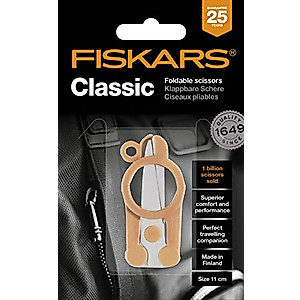 Fiskars 6411501951236 Foldable Scissors, Length: 11 cm, for Right-and Left-Handed Users, Stainless Steel Blade/Plastic Handles, one, Orange