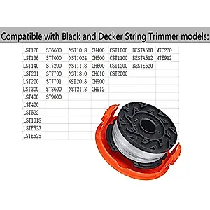 Trimmer Replacement Spool Cap - Replace RC-100-P, RC100P, 385022-03 - Compatible with Black and Decker - Weed Eater Cover - Weed Wacker Caps - Grass Trimmer Parts (6 Cap, 6 Spring) by BOOTOP