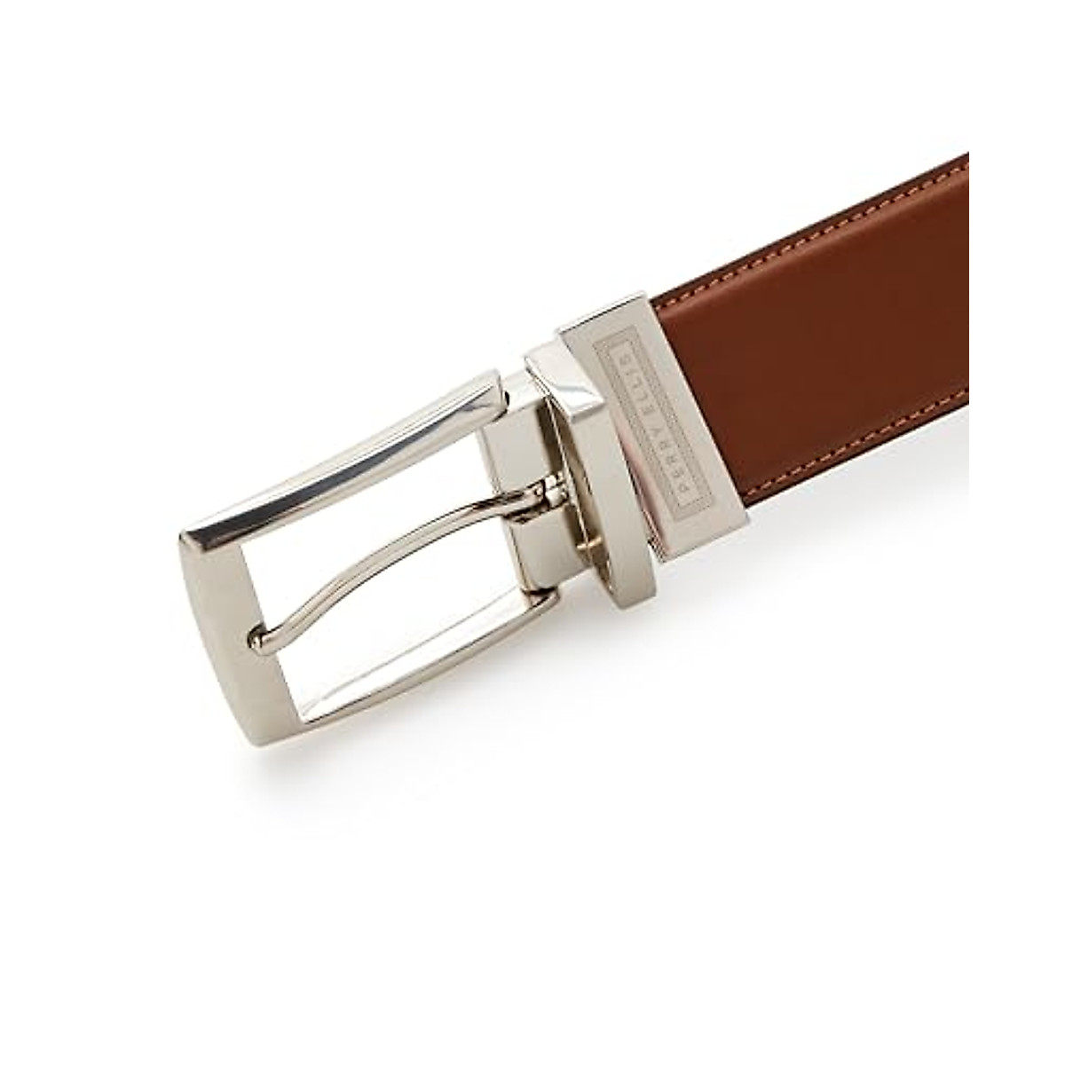 Perry Ellis Men's Portfolio Amigo Reversible Leather Belt, Stitched Edges, Durable, 1.5” Width (Available in Big & Tall), Luggage Brown, 42