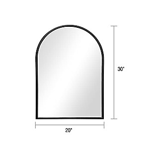 OGCAU 20 x 30 Inch Black Mirror Wall Mirror for Bathroom, Black Metal Frame, Arched Wall Mounted Mirror, Bathroom Vanity Mirror for Living Room Entryway (Black)