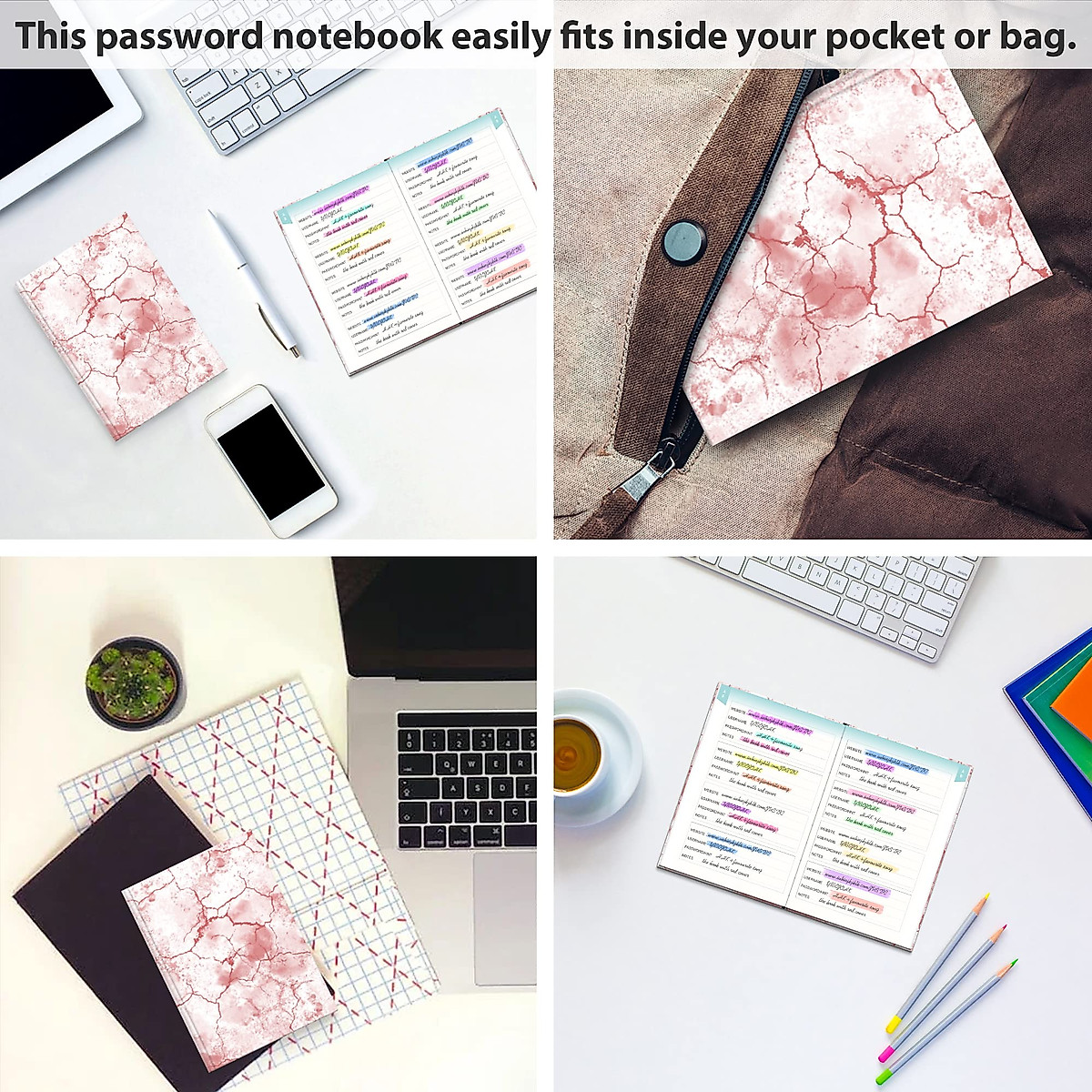 Artake Password Book with Alphabetical Tabs, Password Keeper Internet Address and Password Organizer Logbook, Hardcover Password Notebook, Pocket Address Book for Home Office,160 Pages (4.4" x 6.2")