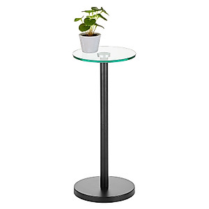 mDesign Bedroom Nightstand — Side Table for Lamps, Books, Trinkets and Other Décor — Versatile Bedroom and Living Room Table — Clear/Matte Black