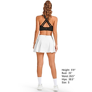 Stelle Women Tennis Golf Skirts High Waisted with Inner Shorts for Athletic Workout Sports Skorts Running Pickleball (WT, S) White