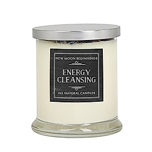Energy Cleansing Candle by New Moon Beginnings - Crystal & Herb Candles - Protection Candles - All Natural Soy Candle - Lavender Sage Cedar