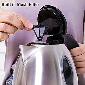 Moss & Stone Stainless Steel Electric Kettle, Cordless Pot 1.2L Portable Electric Hot Water Kettle, 1500W Strong Fast Boiling Pot, Water Boiler, Electric Tea Kettle With Boil Dry Protection