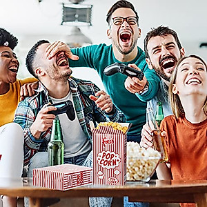 Potchen 200 Pieces Popcorn Boxes Red and White Striped Close Top Popcorn Container 1.25 oz for Movie Party and Theater Night Supplies