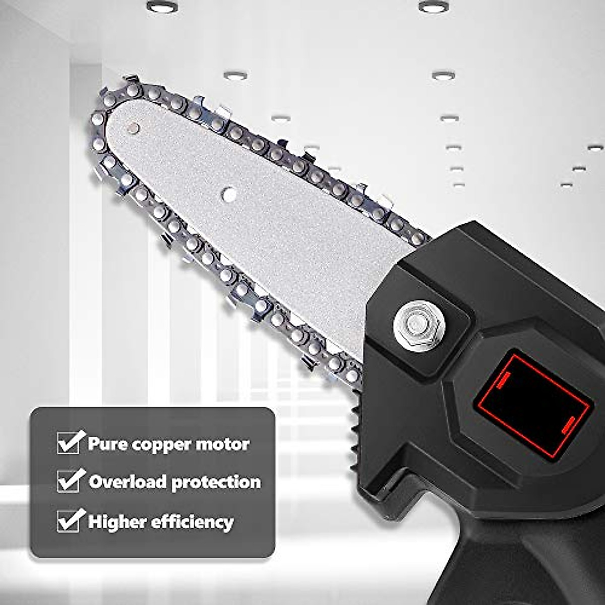 SEAAN Electric Pruning Saw, Mini Electric Chain Saw,Rechargeable 21V Lithium Battery Powered Tree Branch Pruner Garden Tool(Black)