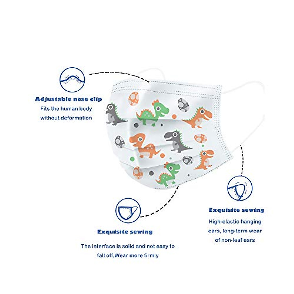 Kids Disposable Face Mask,50 Count 3 Ply Cartoon Face Masks for Children Adorable Print Masks for Boy and Girl,Individually Wrapped