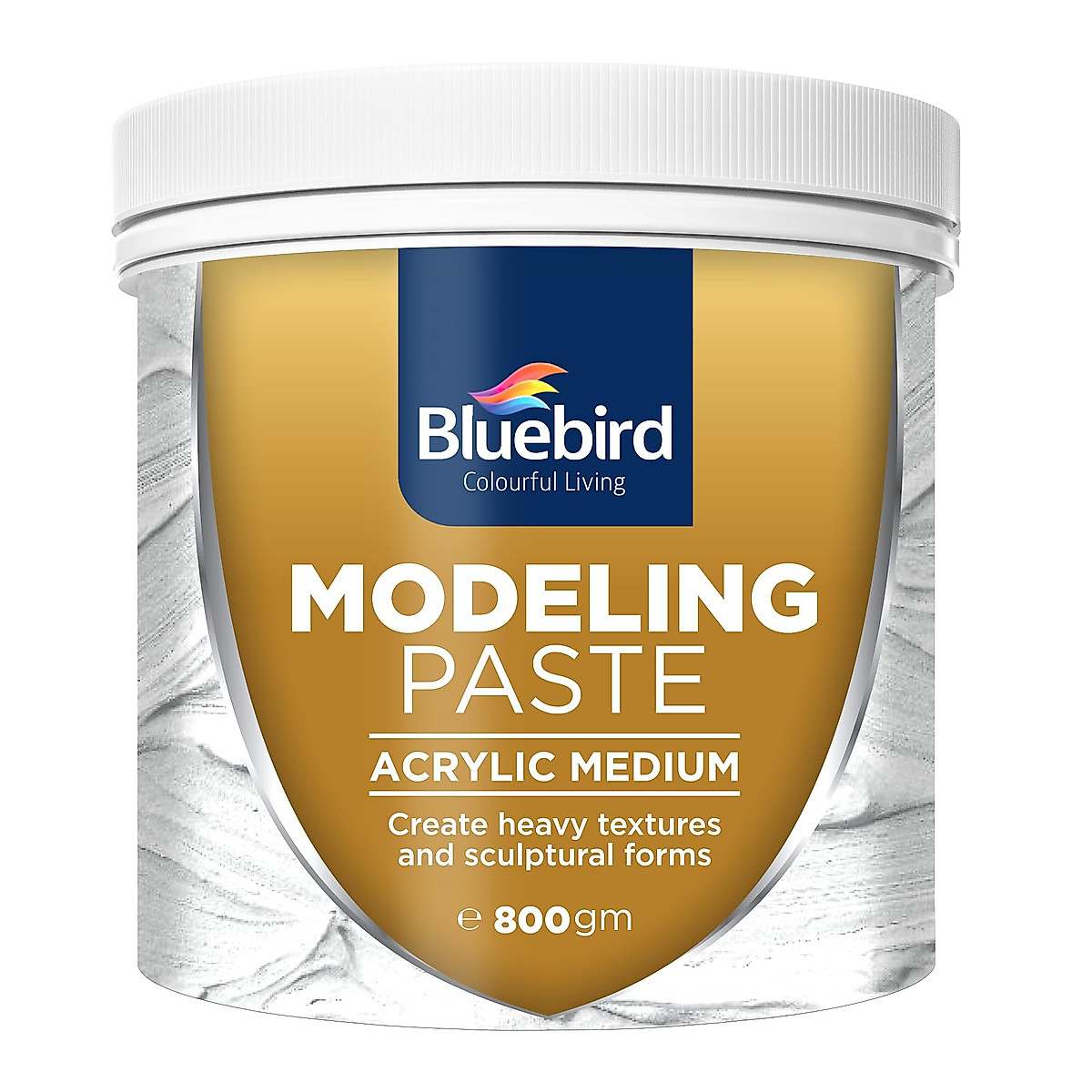 Bluebird Professional Thick Modeling Paste 571ML / 28.2Oz - High Density, Acrylic Medium - for Texture and Thickness, Dimension Additive (White, 28.2 Oz / 800GM)