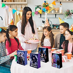 16 Pcs Wednesday Addams Party Supplies Birthday Gift Paper Bags with 4 Styles Wednesday Addams Theme Goodie Bags Party Favors for Boys and Girls Birthday Party Decorations