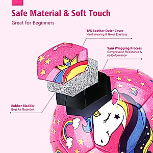 JYPS Size 3 Soccer Ball Girls, Glitter Unicorn Soccer Ball Gifts for Girls Kids Age 4-8 with Pump & Drawstring Bag, Unicorn Toys for Girls Age 3 4 5 6 7 8