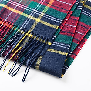 CALVIN & OLIVIA Ultra-Soft Winter Cashmere Feel Scarf Plaid Multi-Color Warm Long Unisex Winter Scarves Perfect Holiday Gift for Women Men Christmas Holiday Plaid
